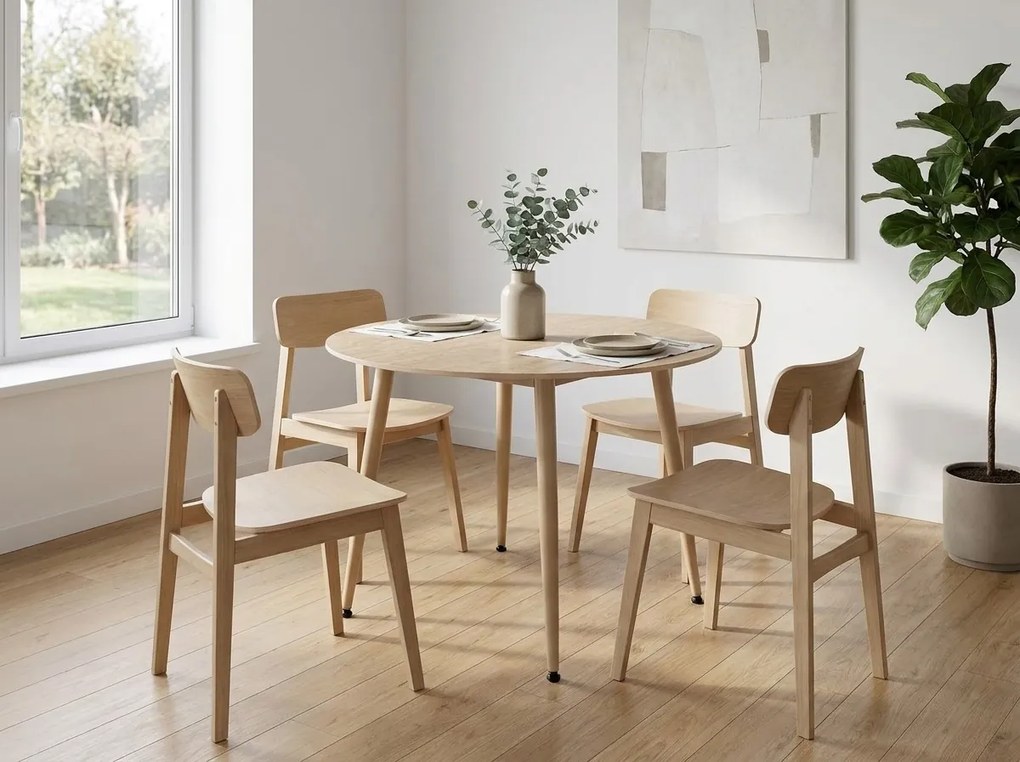 Kulatý jídelní stůl NELVO 90 cm, travertine/kašmír