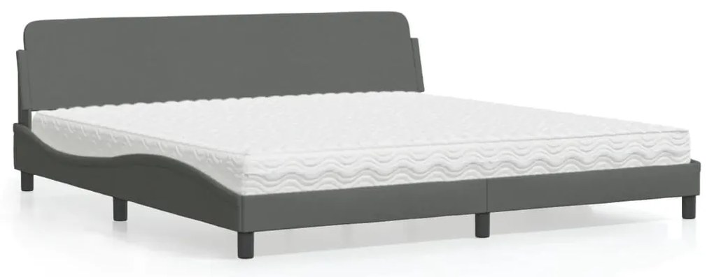 Postel s matrací Dover tmavě šedá 200 x 200 cm textil 3208465