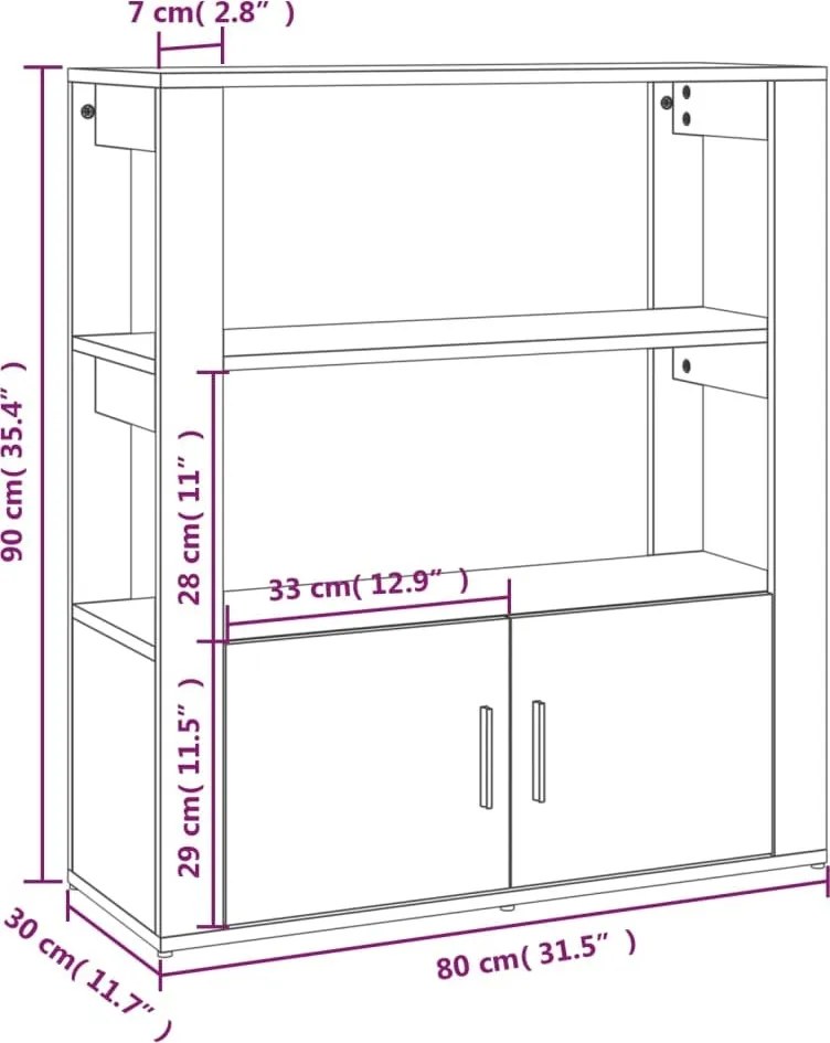 vidaXL Příborník 80 x 30 x 90 cm kompozitní dřevo [819460] Barva: bílá s vysokým leskem