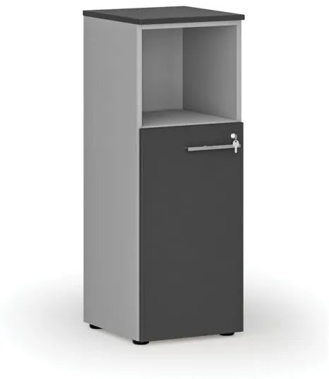 Kombinovaná kancelářská skříň PRIMO GRAY, 1087 x 400 x 420 mm, šedá/grafit