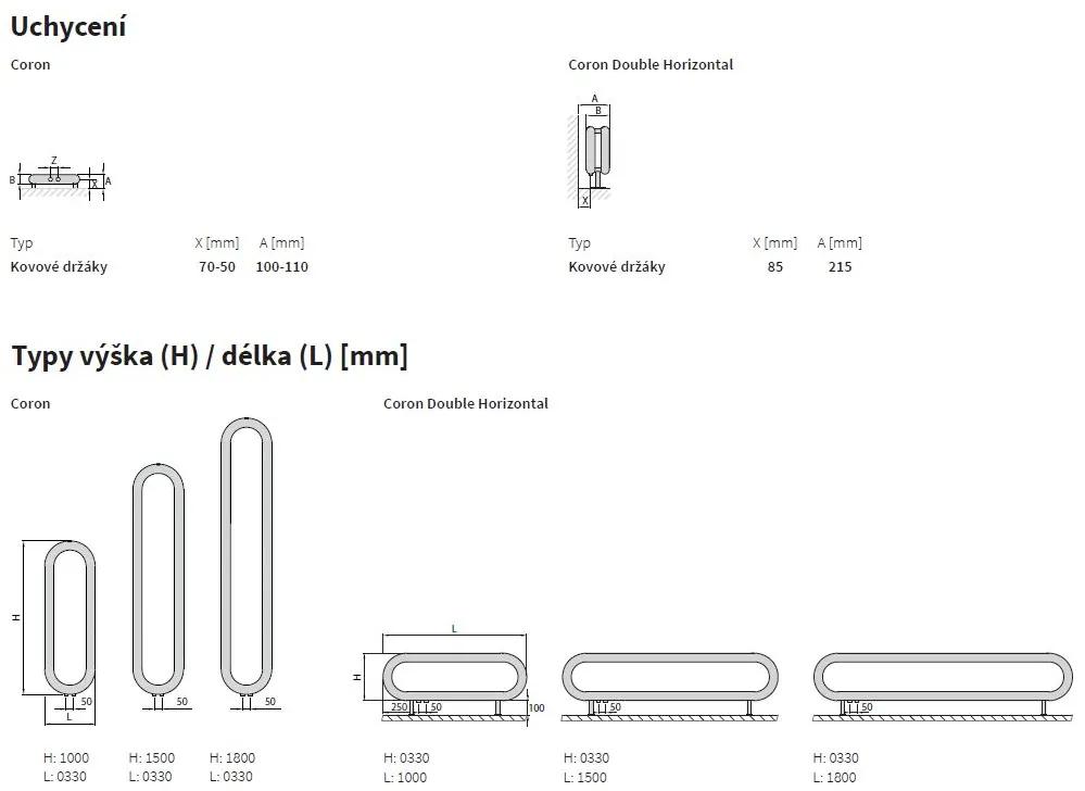 Isan Coron Double radiátor do koupelny HORIZONTAL 330/1800 DCHD03301800 Barva ISAN: Bezbarvý lak S20 (84)