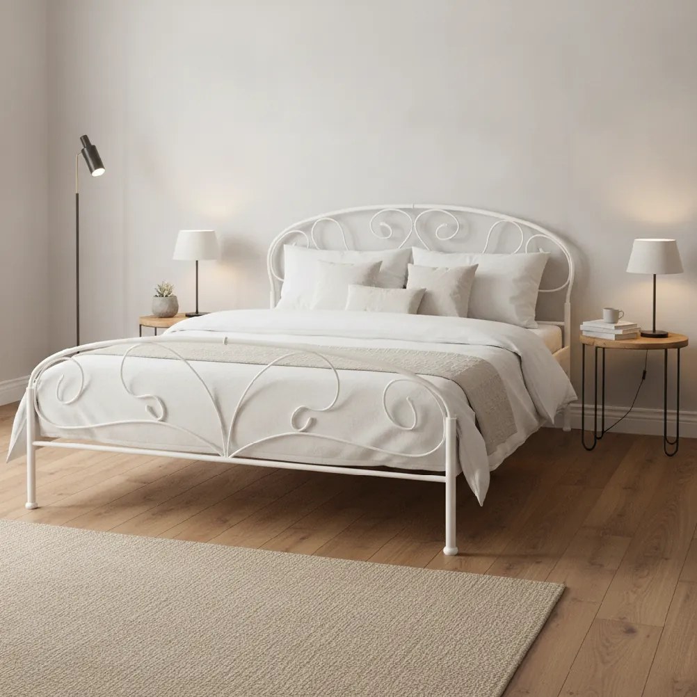 Nábytek ATIKA s.r.o. Kovová postel KLAUDIE Barevne provedení: stříbrná RAL 9006, Rozměr: 100 x 200 cm