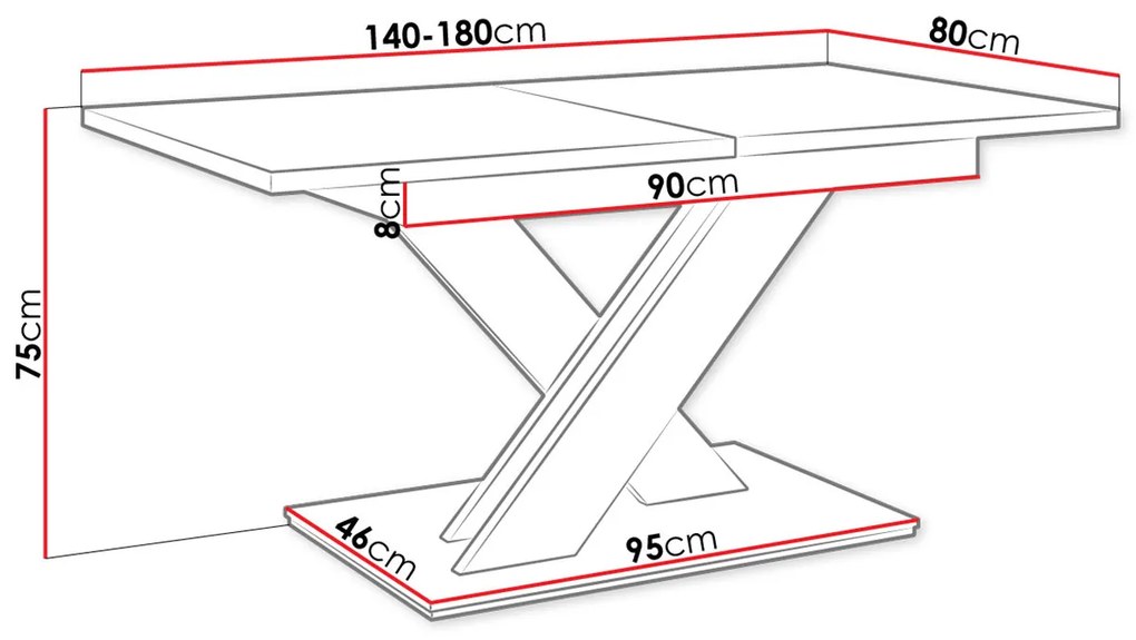 Kuchyňský rozkládací stůl JORPE - beton / bílý