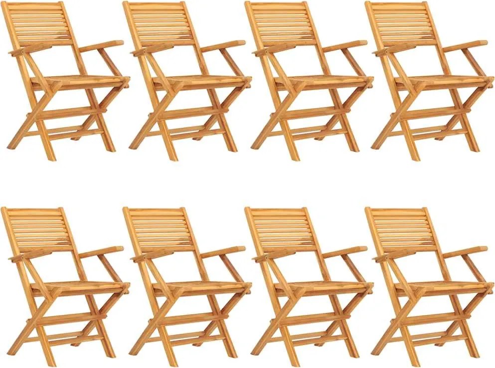 Skládací židle 8 ks 55x62x90 cm masivní teak 3155069