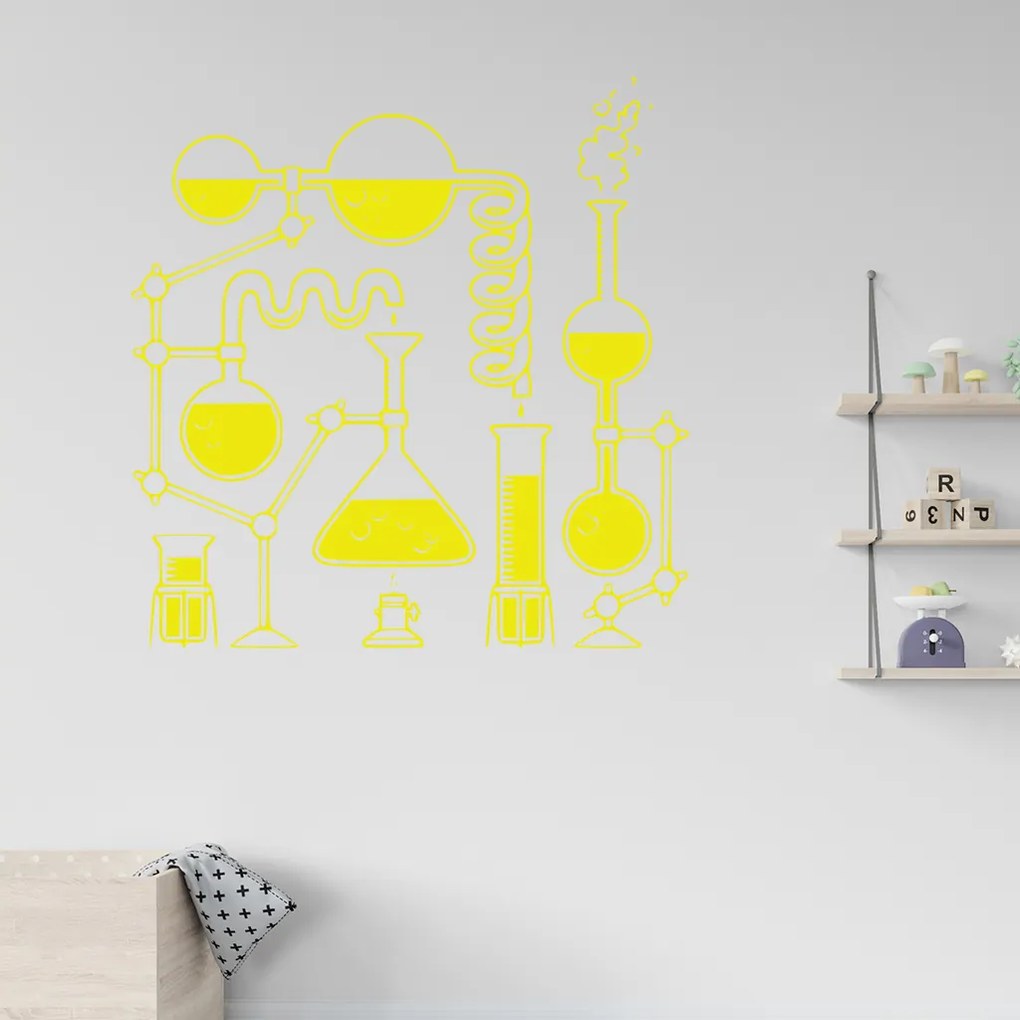 Živá Zeď Samolepka na zeď Chemie Barva: žlutá, Velikost: 80 x 82 cm