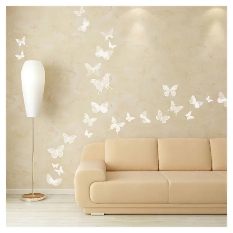 Sada 26 samolepek Ambiance Chic Butterflies White