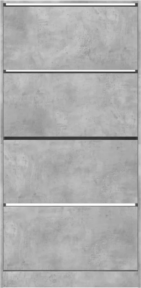 Botník se 4 výklopnými zásuvkami betonově šedý 80x21x163,5 cm 3214367