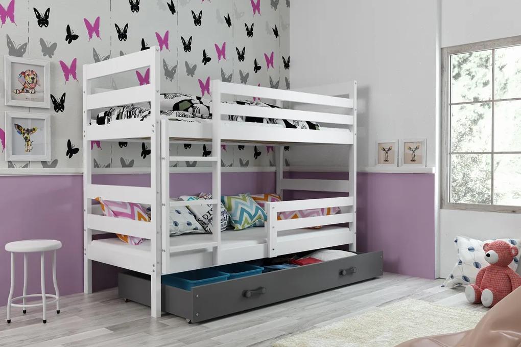BMS Group Dětská patrová postel s úložným prostorem ERYK bílá Velikost postele: 190x80 cm, Barva šuplíku: Bílá