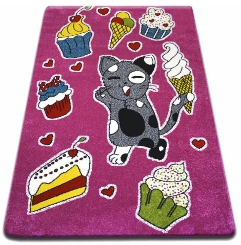 Makro Abra  Dětský kusový koberec KIDS C415 Kočička růžový 280 x 370