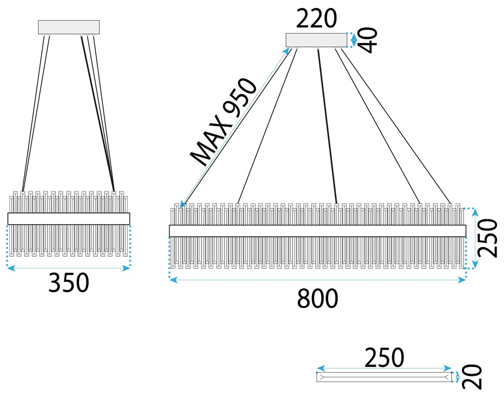 Toolight Toolight, LED křišťálové svítidlo 80x35 cm, APP1513-CP80, zlatá matná, OSW-03260
