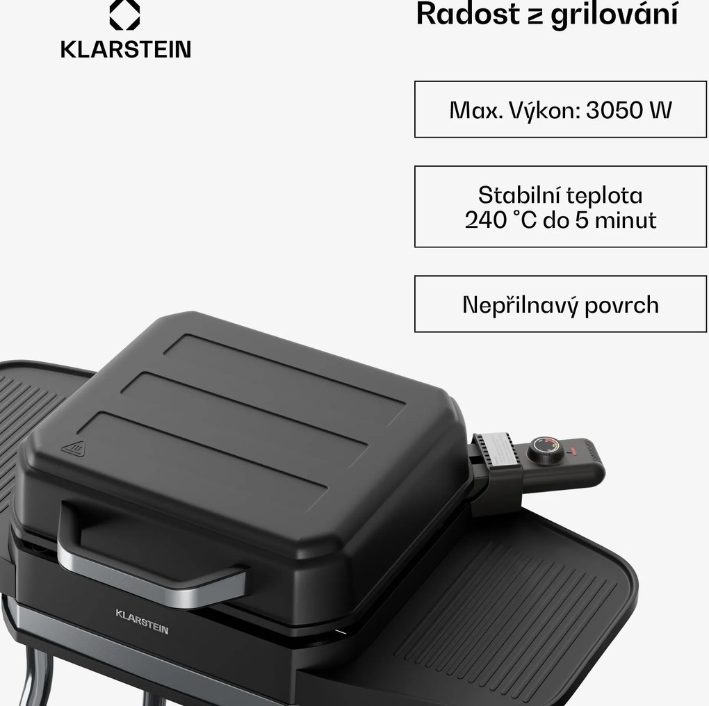 Klarstein Gatsby Elektrický gril, Vnitřní i venkovní použití, 3050 W, EasyGrill Concept, Až 240 °C