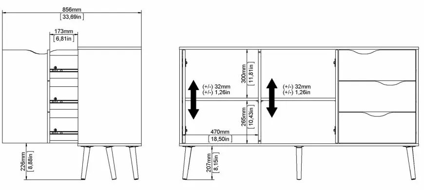 Tvilum Komoda Retro 381 bílá/dub sonoma