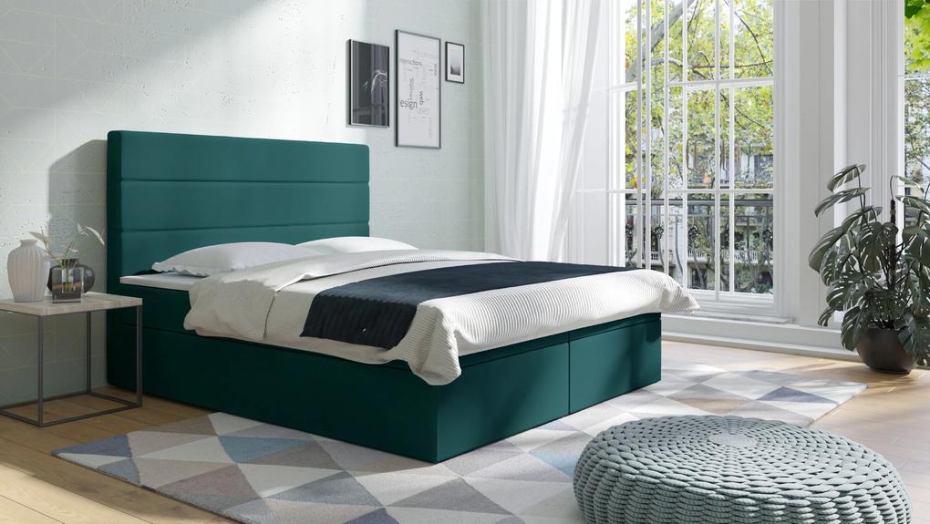 Eka Kontinentální čalouněná postel Malibu - Riviera (180x200 cm) Barva látky Riviera: Hořčicová (41)