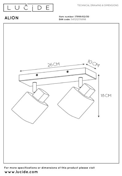 Lucide 17999/02/30 - Bodové svítidlo ALION 2xE14/25W/230V