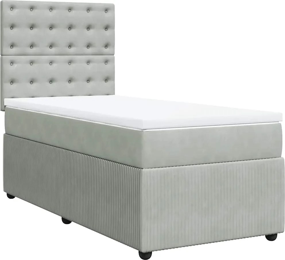 Box spring postel s matrací světle šedá 100x200 cm samet 3292274