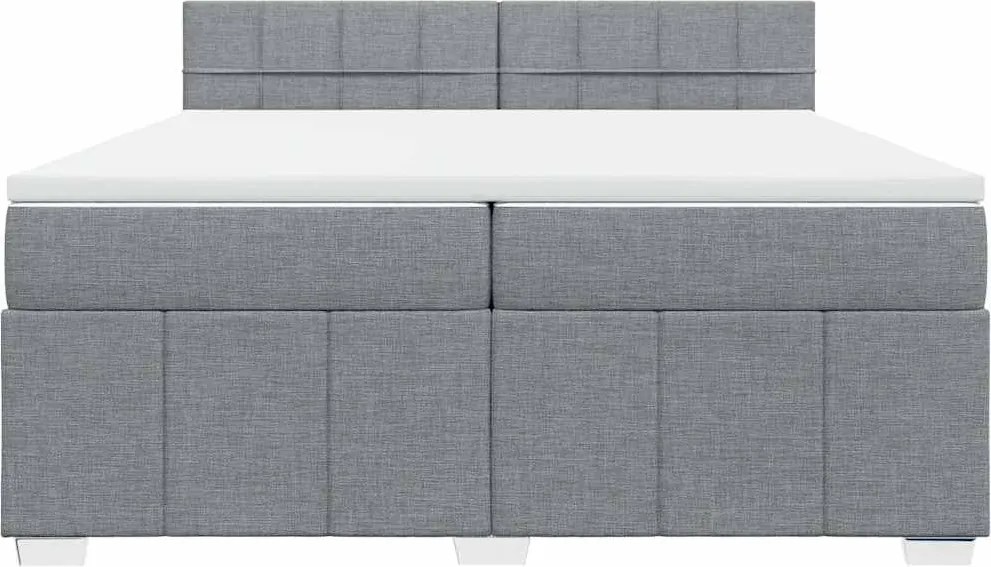 Box spring postel s matrací světle šedá 200 x 200 cm textil 3289475