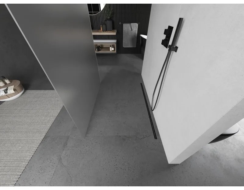 Mexen Kioto, sprchová zástěna Walk-In 100 x 200 cm, 8mm sklo námraza, grafitový profil, 800-100-002-66-30
