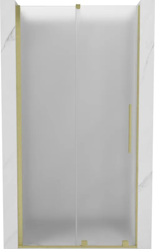 Mexen Velar, posuvné sprchové dveře do otvoru 120 cm, 8mm sklo námraza, zlatá matná, 871-120-000-31-55