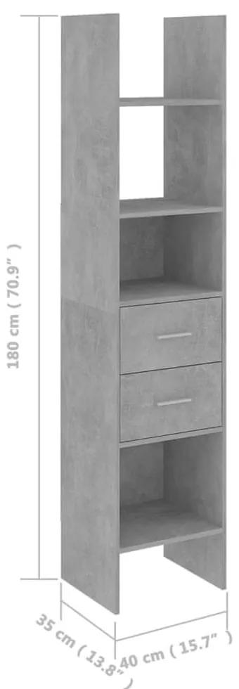Petromila Knihovna betonově šedá 40 x 35 x 180 cm dřevotříska
