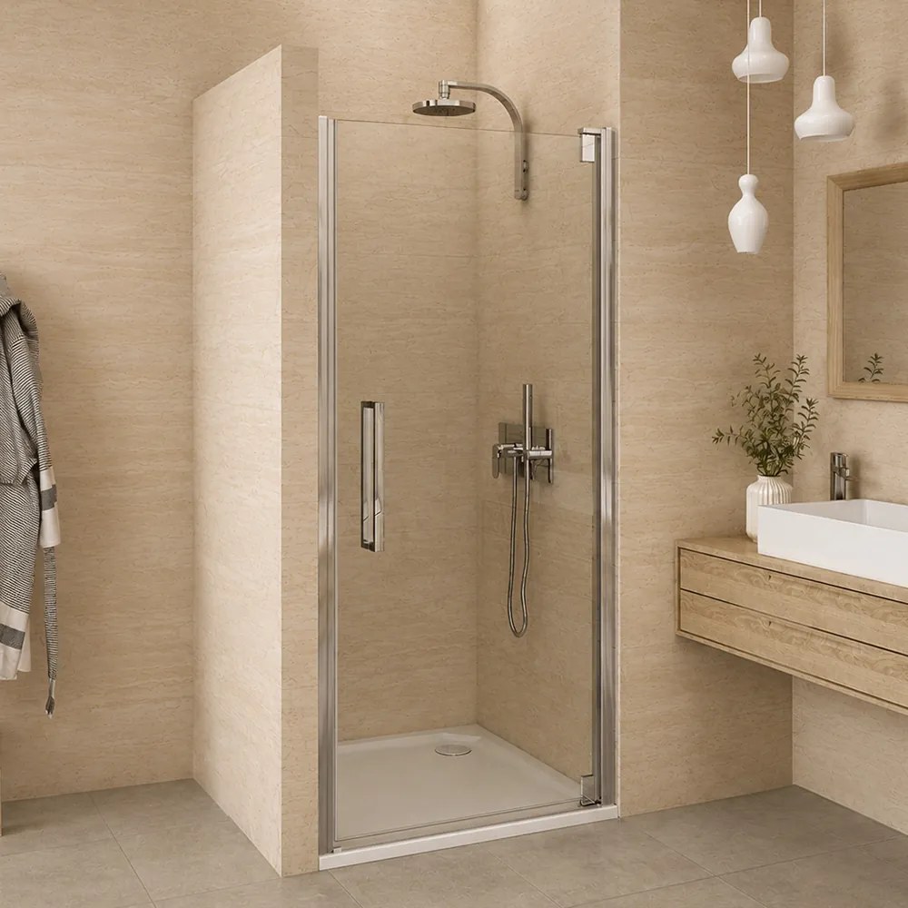 Jednokřídlé sprchové dveře HANS pro instalaci do niky 90 cm Brillant Sklo TRANSPARENT 200 cm HA PIV 09020 VPE