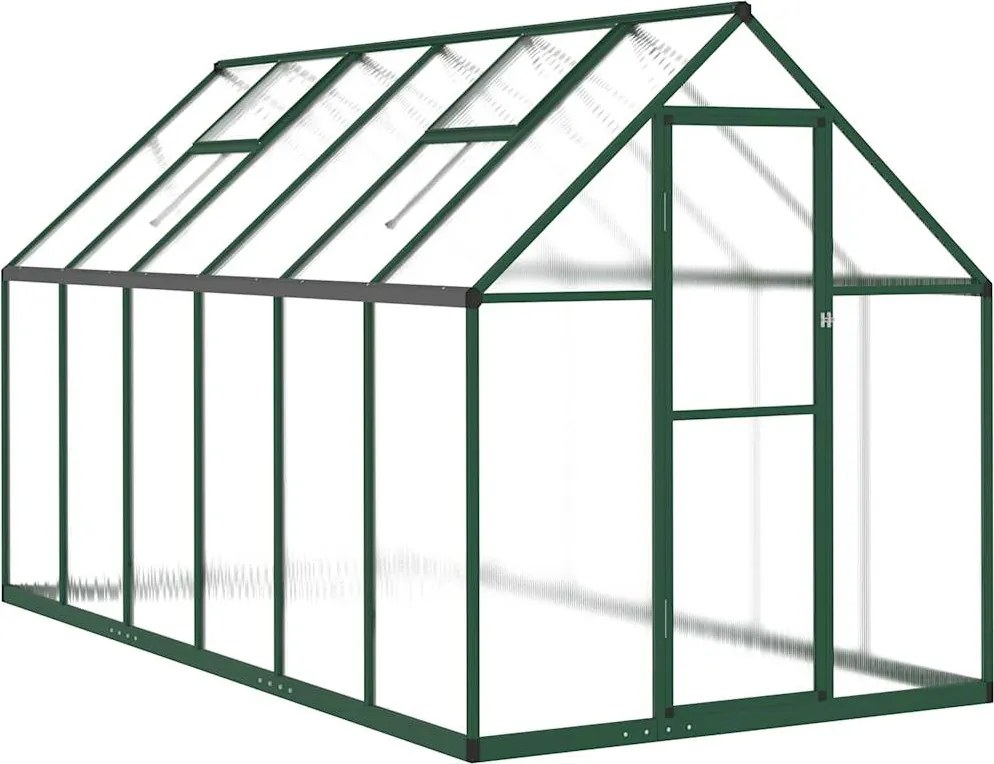 Skleník s podkladovým rámem zelený 334 x 169 x 195 cm hliník 3266327