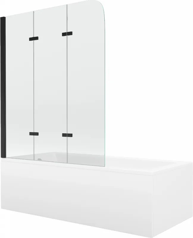 Mexen Cubik obdélníková vana 160 x 70 cm s obložením a 3dílnou zástěnou 120 cm, transparentní, černá