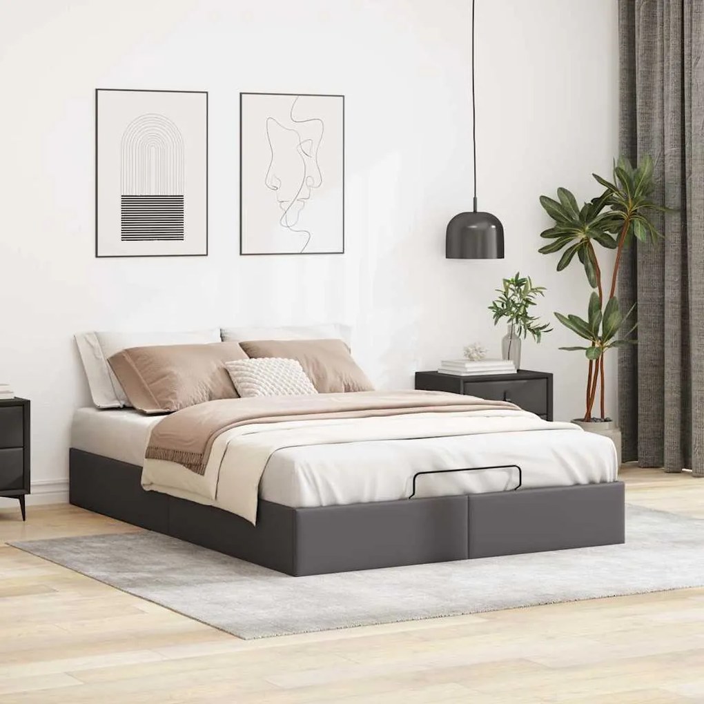 Osmanský rám postele bez matrace šedá 140x200 cm umělá kůže 3310807