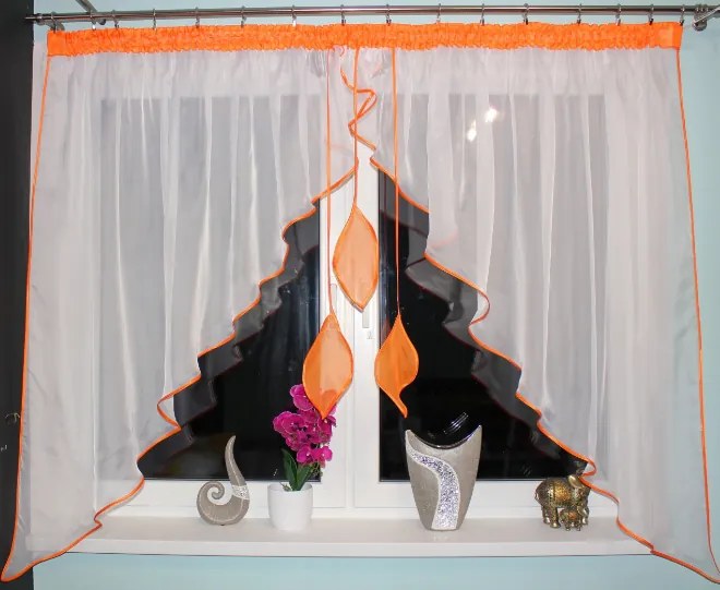 Voálová záclona Rozárka + 3 listy 400x150cm různé barvy Barva: Oranžová