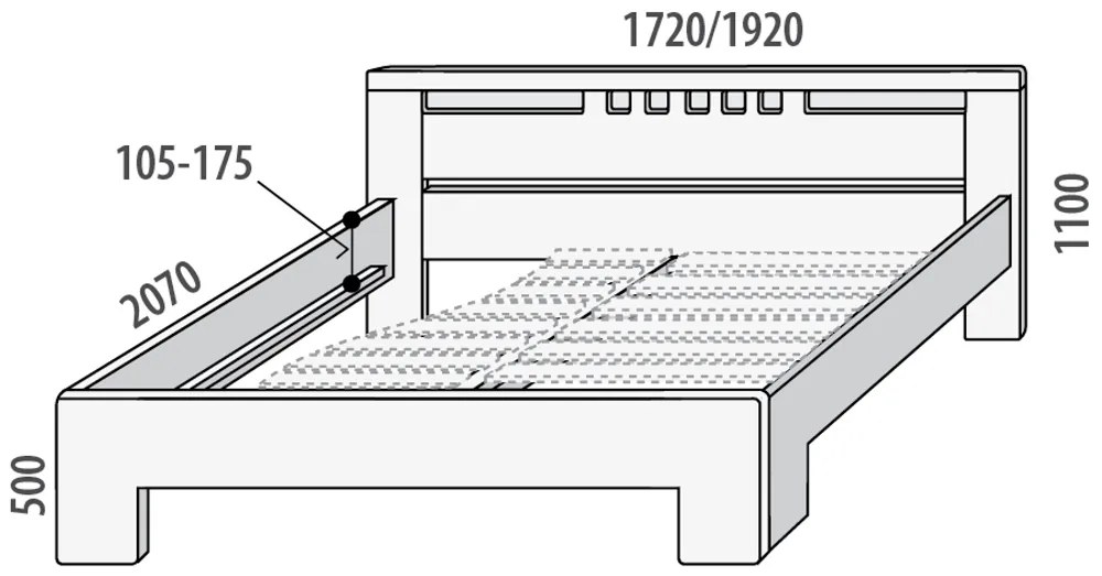 Postel Sofia, čelo rovné čtverečky 180,160 Domestav F112 Materiál: Buk cink, Barevne provedení: Přírodní provedení-lak, Specifikace: 180x200