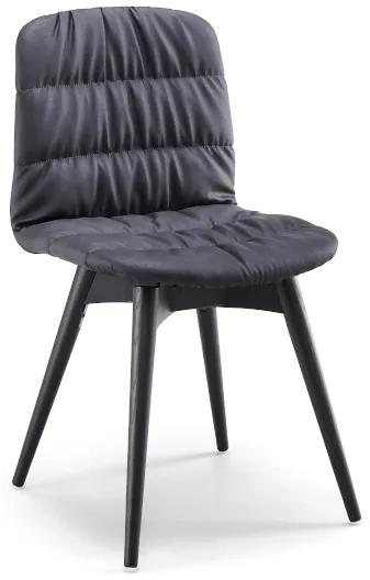 MIDJ - Čalouněná židle LIÙ, dřevěná podnož