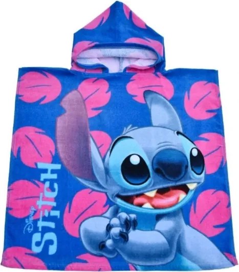 TipTrade Plážová osuška pončo Lilo a Stitch malý rošťák 55x110 cm