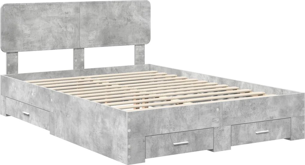 Rám postele s čelo Betonově šedá 160 x 200 cm Kompozitní dřevo 3412351