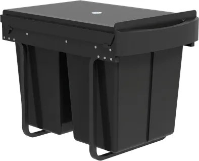 HOMCOM vysunovací odpadkový koš do skříňky, systém třídění odpadu, 2 x 20 L, vyjímatelné vnitřní nádoby, 52 x 33,5 x 41 cm, černá