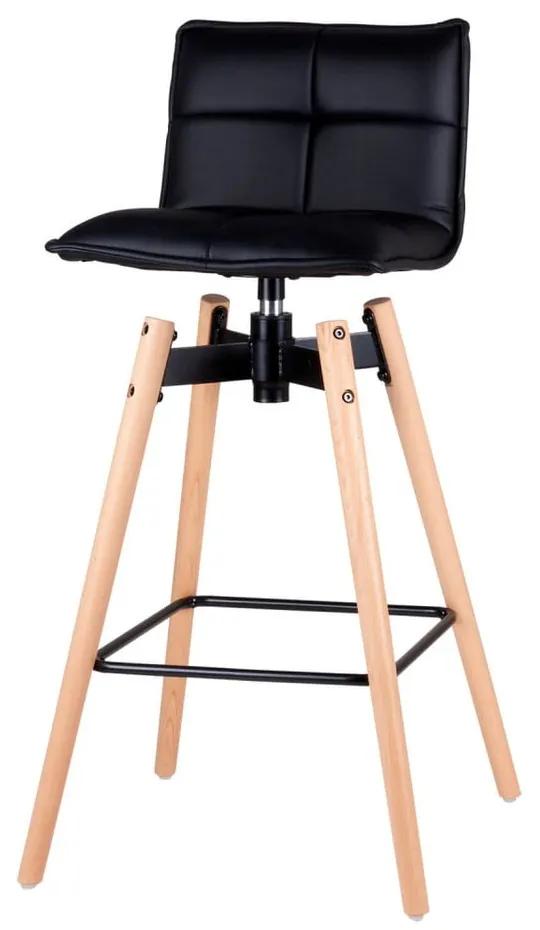 Černá otočná barová židle s nohama z bukového dřeva sømcasa Janie | BIANO