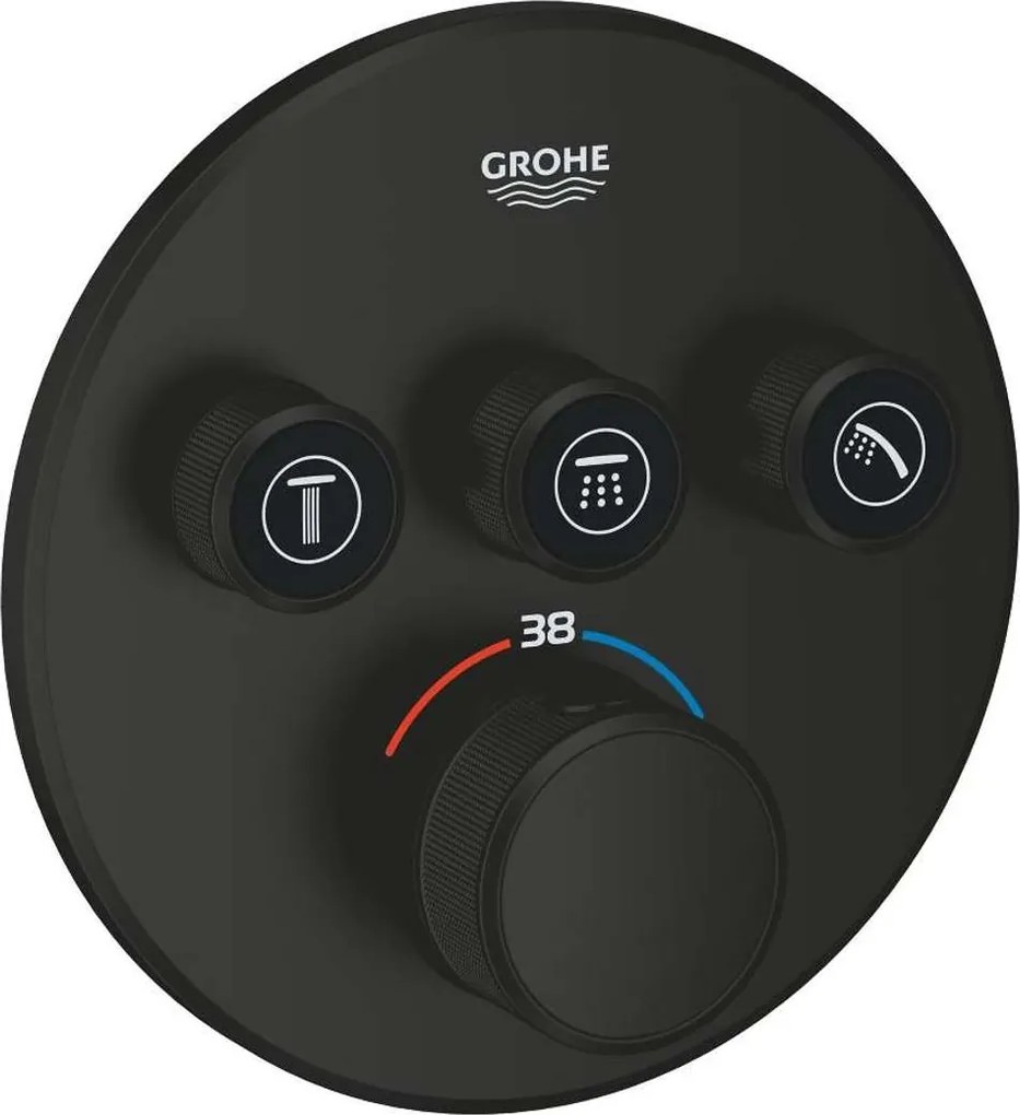 Grohe Grohtherm SmartControl - Termostatická baterie pod omítku, pro 3 spotřebiče, matná černá 291212430