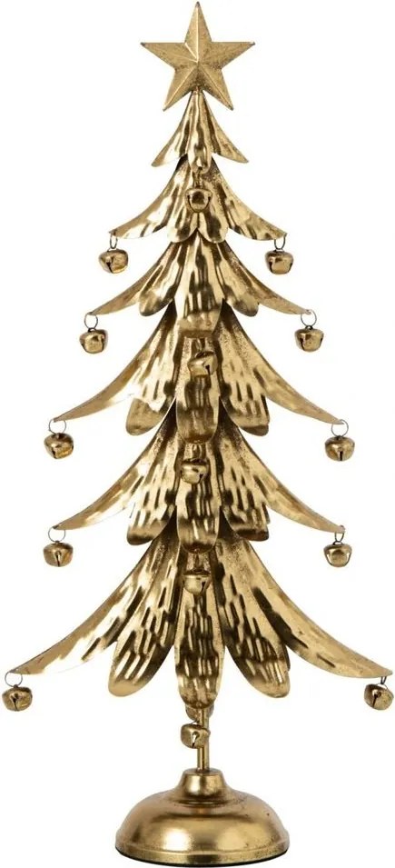 Zlatý kovový stromek s rolničkami Christmas Tree L – 25,5*11,5*56 cm