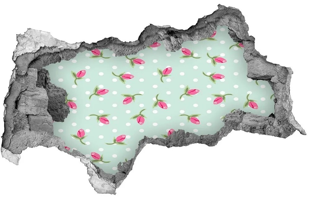 Wallmuralia Nálepka 3D díra na zeď Růže vzor 95x73 cm