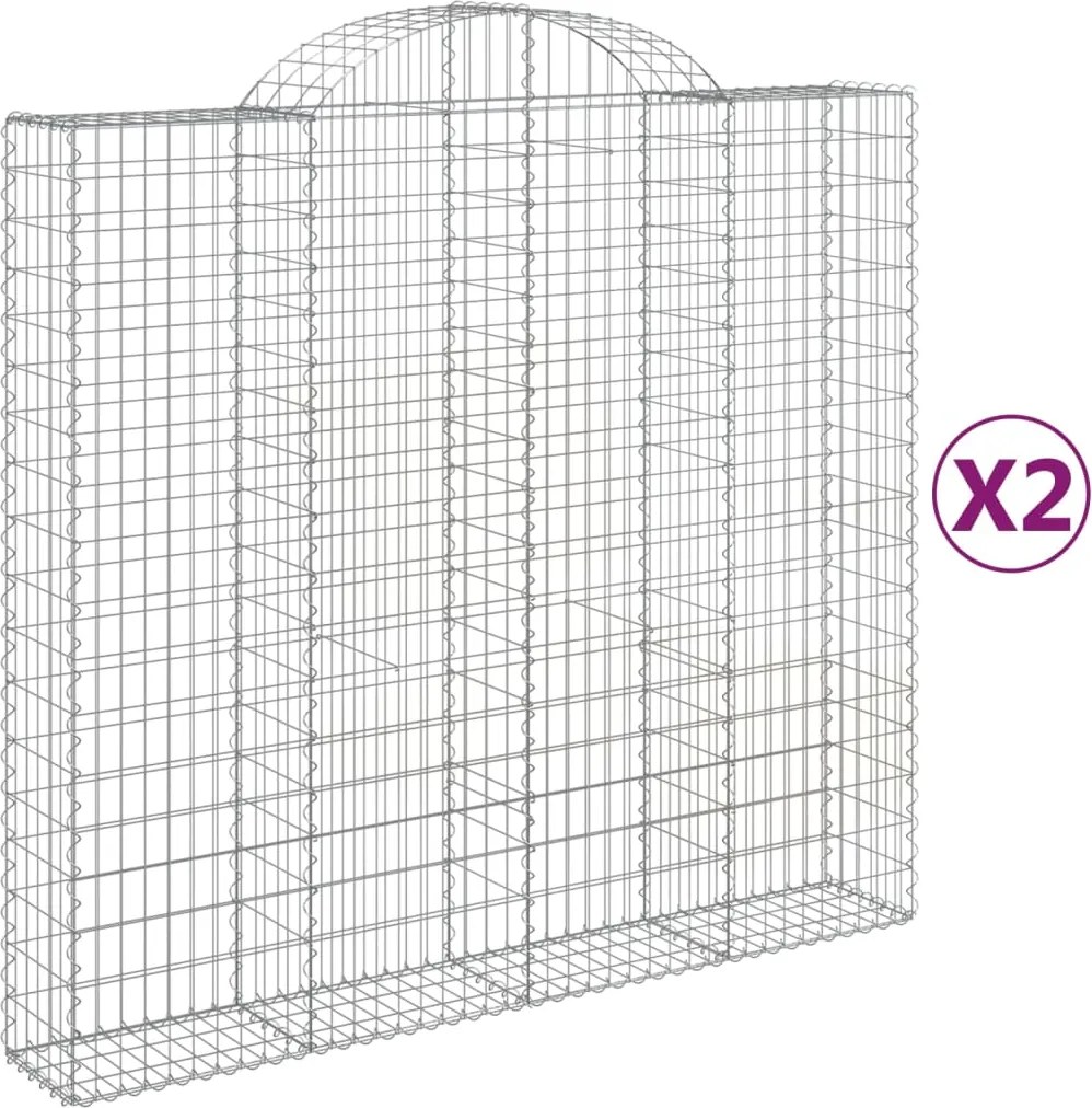 Klenuté gabionové koše 2 ks 200x50x180/200cm pozinkované železo 3146404