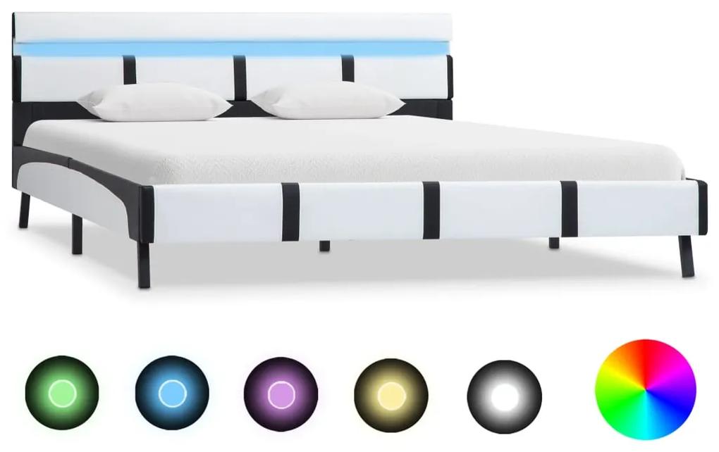 280298 vidaXL Rám postele s LED bílý umělá kůže 120 x 200 cm