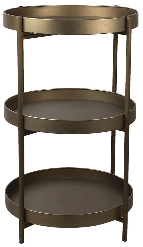 Zlatý kovový odkládací stolek se 3 tácy - Ø 52*80 cm