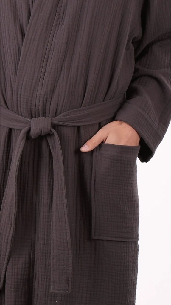 Mušelínový župan Dacca antracit 12 24 9551 unisex - L