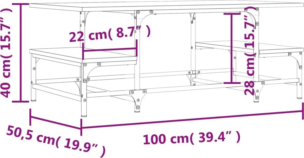 vidaXL Konferenční stolek 100x50,5x40 cm kompozitní dřevo [835374] Barva: hnědý dub