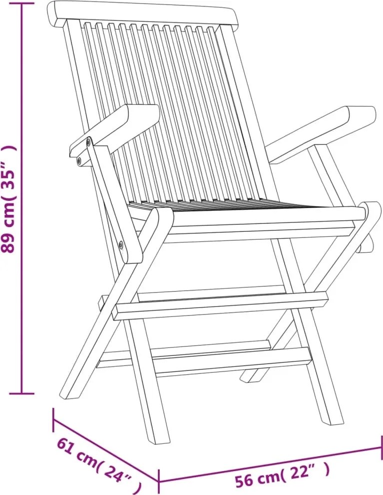 vidaXL Skládací zahradní židle 4 ks šedé 56 x 61 x 89 cm masivní teak [3155070]