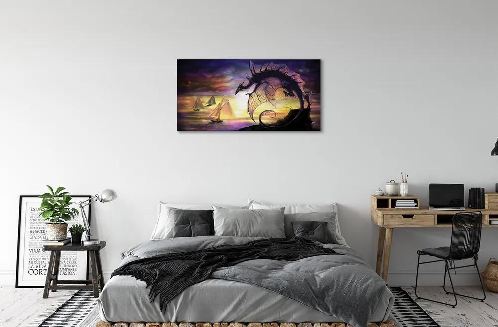 Obrazy na plátně Dračí lodě mraky sea 125x50 cm