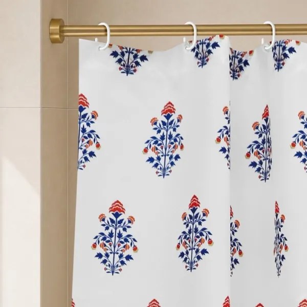 Bellatex Koupelnový závěs 180x200 cm Ornament Oranžová,Modrá