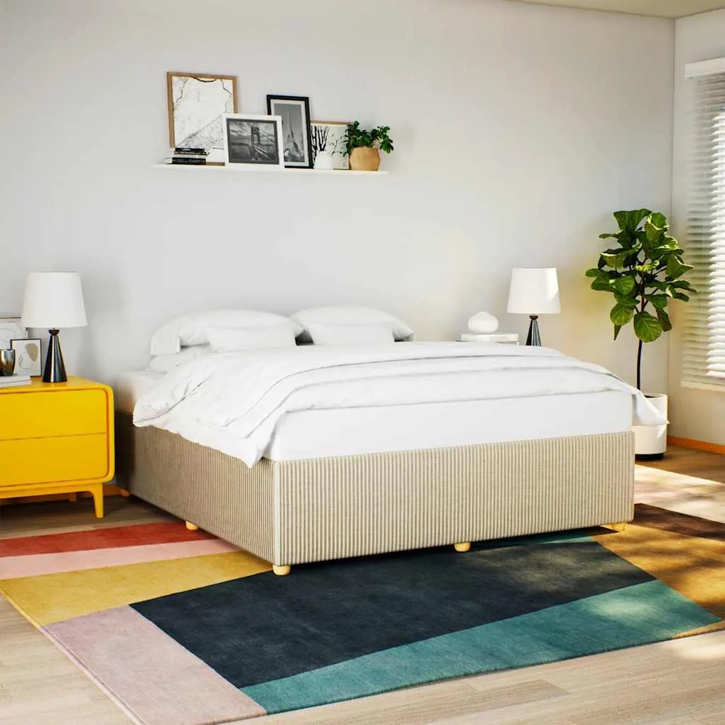 Rám postele bez matrace krémový 180 x 200 cm textil 3284961
