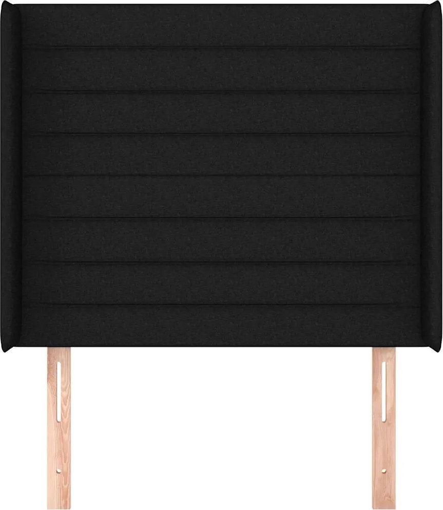 Čelo postele typu ušák černé 83x16x118/128 cm textil 3119696