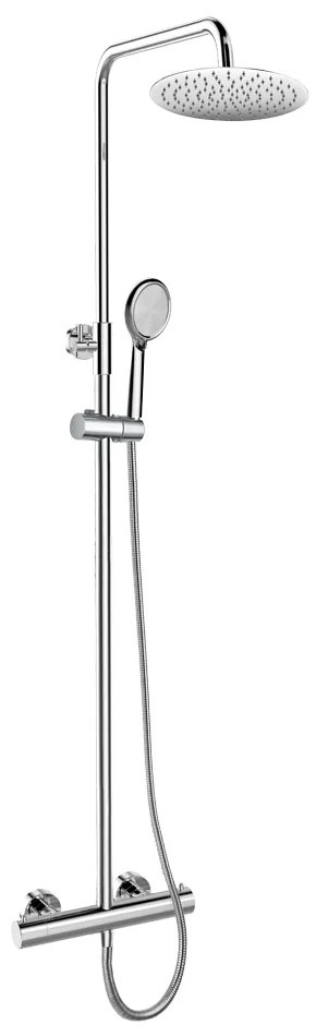 Mereo Mereo, Termostatická nástěnná sprchová baterie s hadicí, ruční a talířovou kulatou sprchou slim 200 mm, CB60104TSC