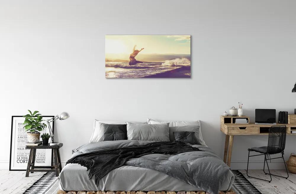 Obrazy na plátně Ženské jezero mraky 120x60 cm
