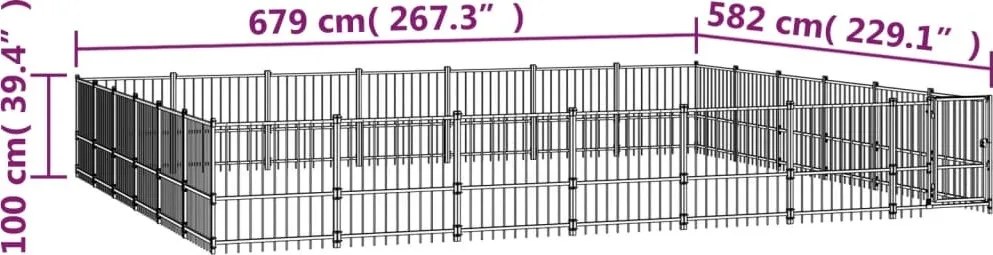 vidaXL Venkovní psí kotec ocel 39,52 m² [3124644]